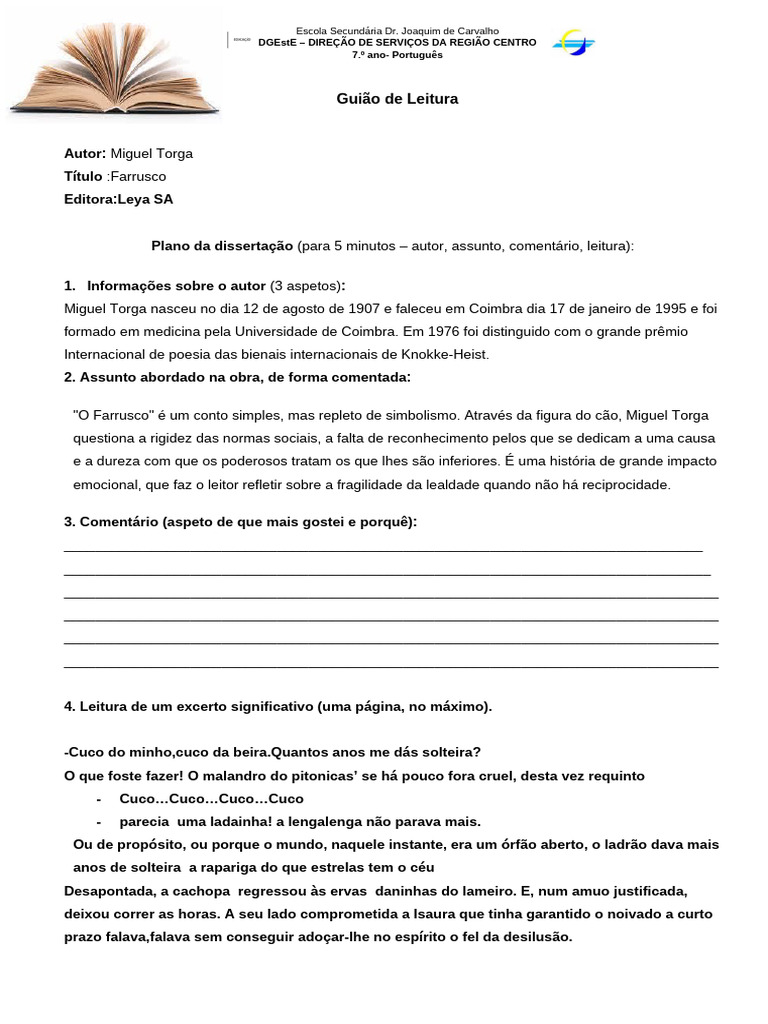 Análise do conto "Farrusco" de Torga | PDF
