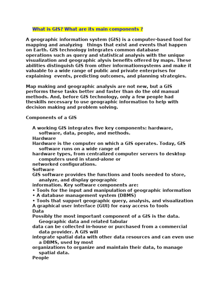 5 COMPONENTS OF GIS | PDF