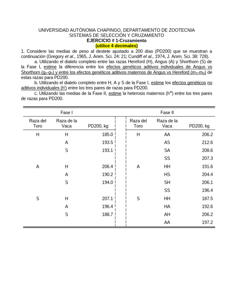 EJER Cruzamiento 1 | PDF | Vacas | Genética