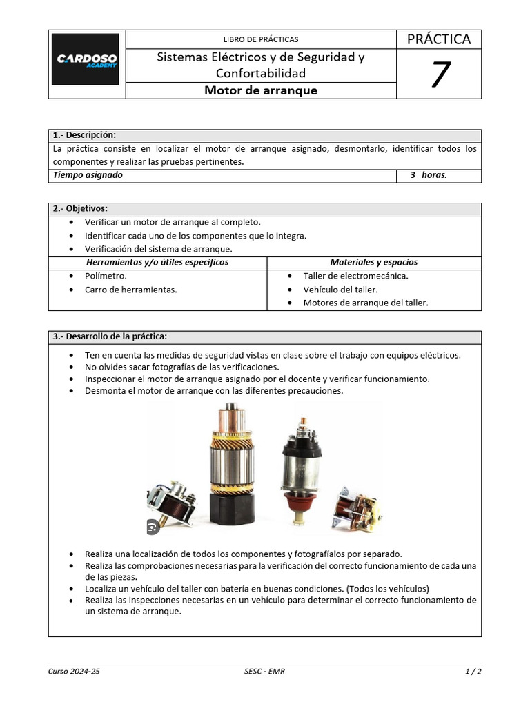 Pr-Ctica 7 - Motor de Arranque | PDF | Ingeniería mecánica | Electricidad