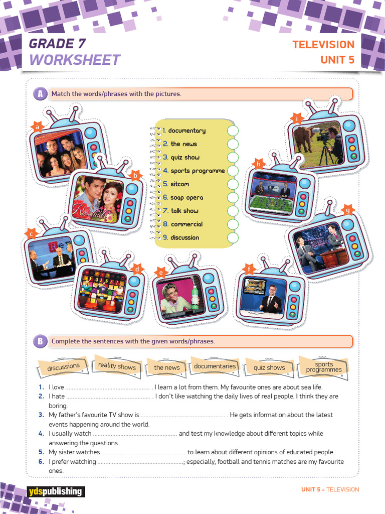 Grade 7 TV Worksheet: Unit 5 | PDF
