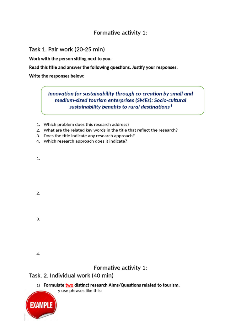 Formative Activity1 Week 1 | PDF | Sustainability | Tourism