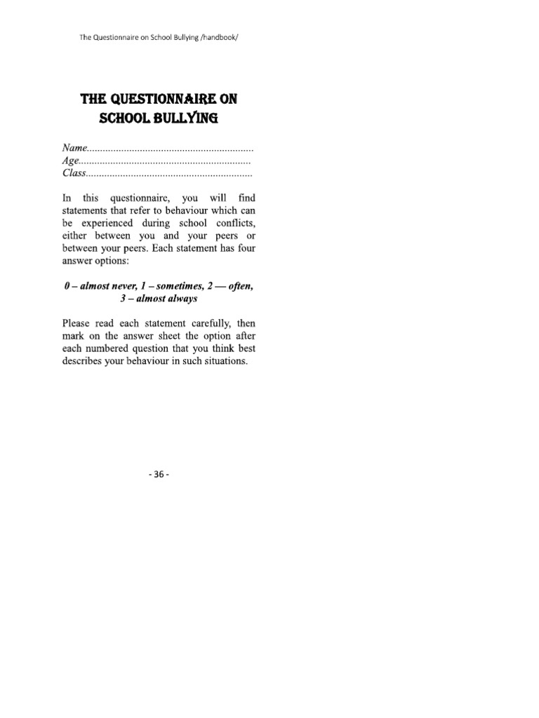 Bullying Questionnaire | PDF