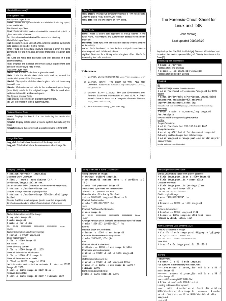 The Forensic Cheat Sheet For Linux And Tsk References Pdf File