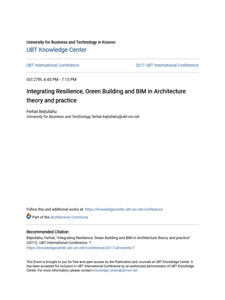 Integrating Resilience Green Building and BIM in Architecture TH | PDF ...