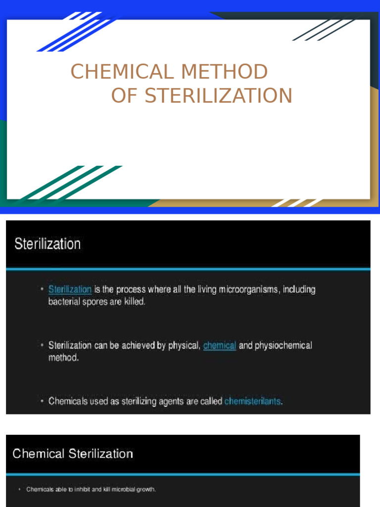Unit - II Chemical Method of Sterilization | PDF
