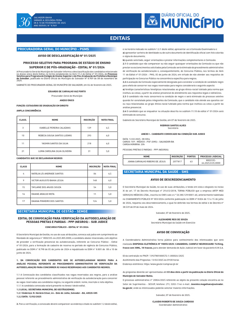 Editais: Procuradoria Geral Do Município - Pgms | PDF