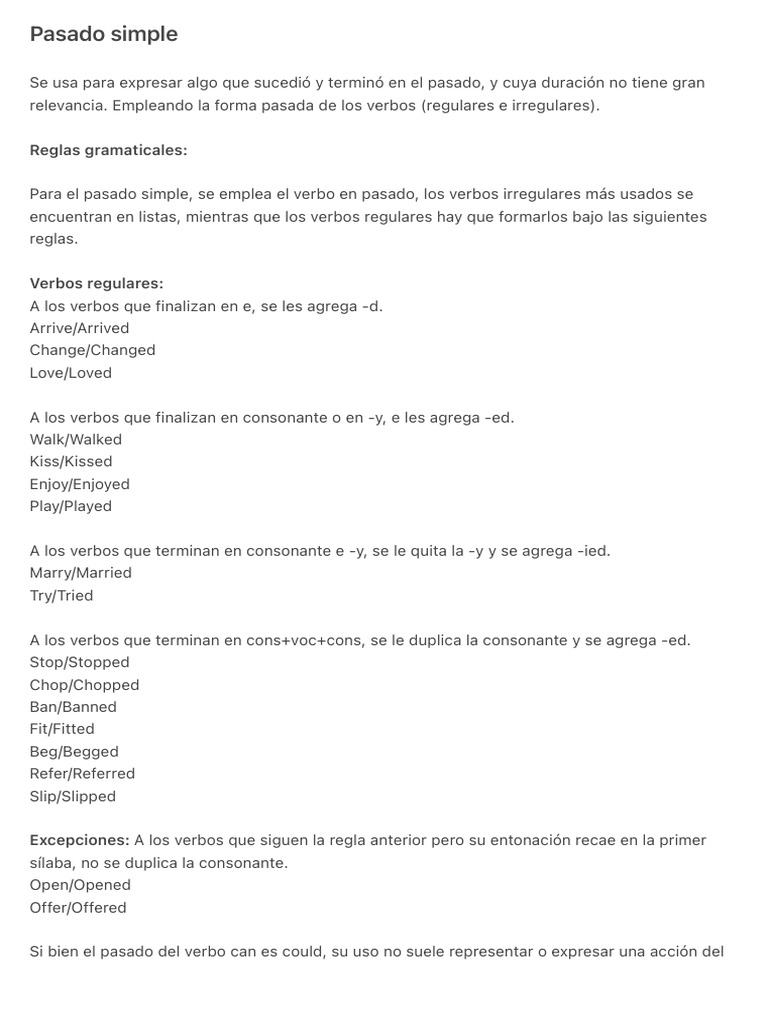 Guía Completa del Pasado Simple | PDF | Language Mechanics ...