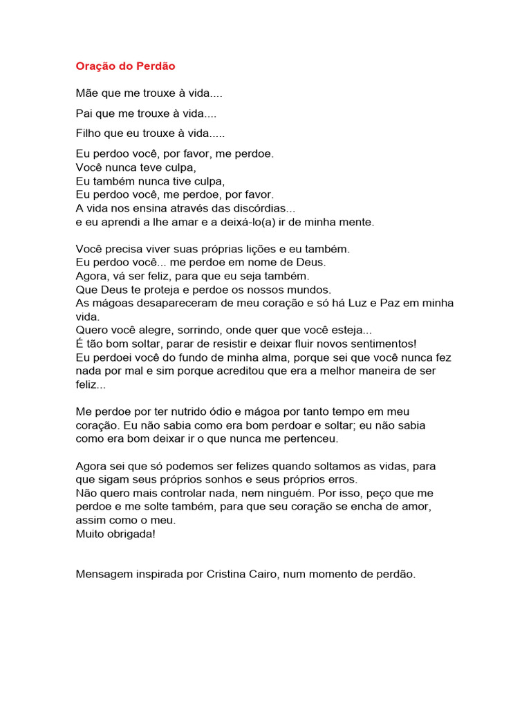 Oração Do Perdão Pdf