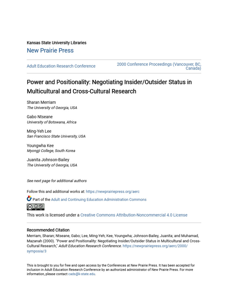 04_Power_and_Positionality_Negotiating_Insider_Outsider_Status_inMerriam | PDF | Gender | Gender ...