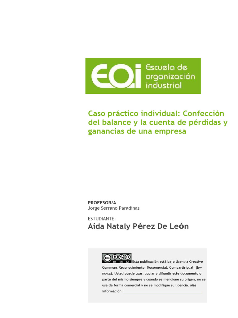 Caso Práctico Individual ACTIVIDAD EOI | PDF | Deuda | Hoja de balance