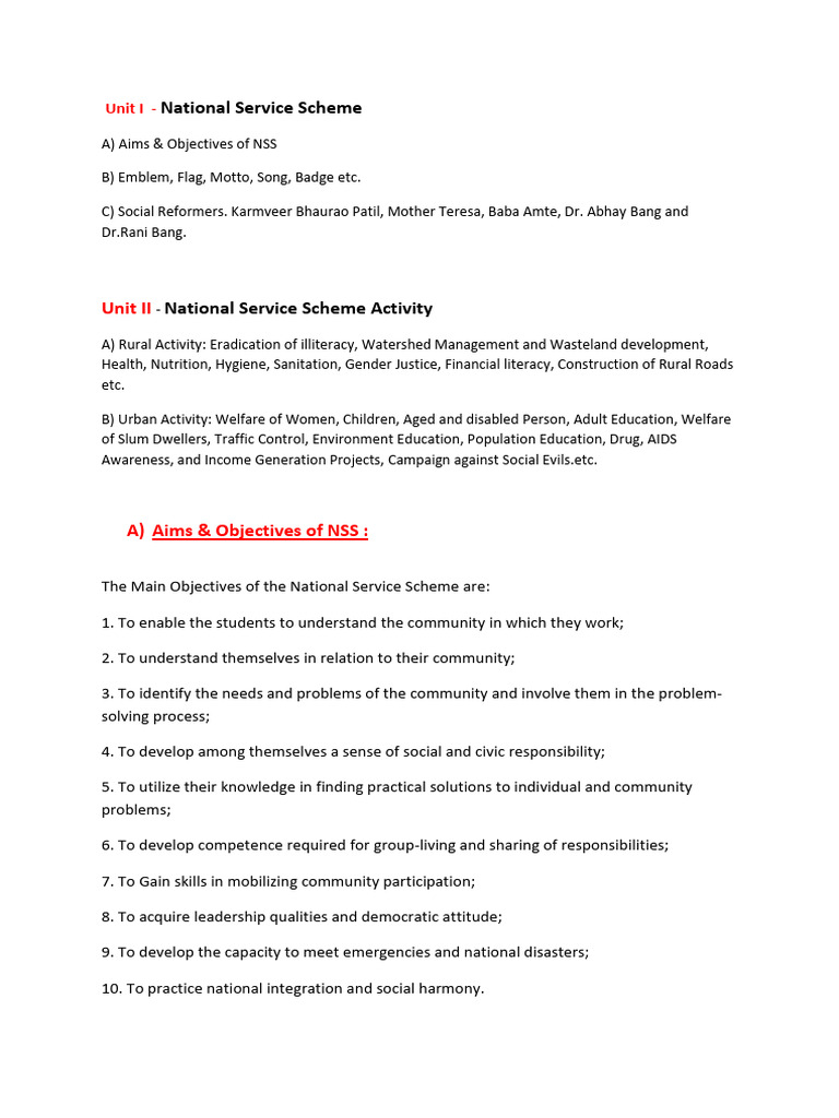 National Service Scheme Overview | PDF