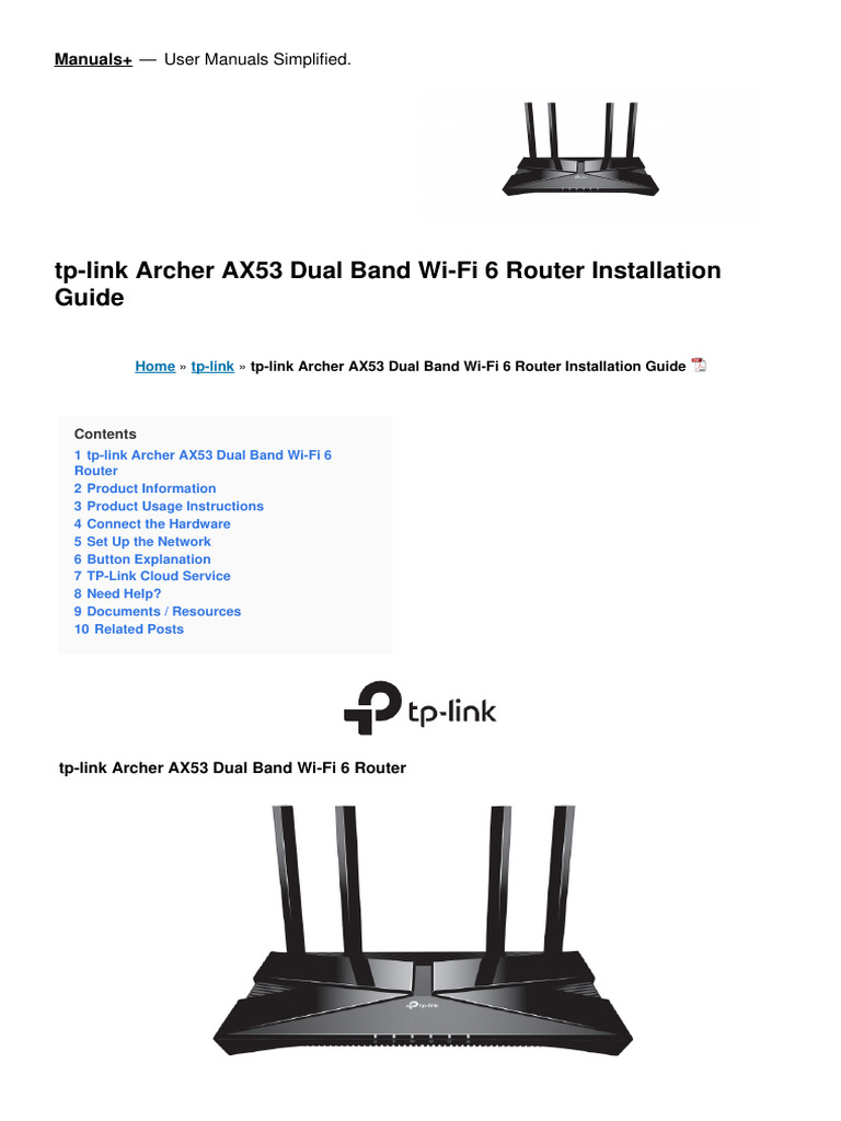 Archer AX53 Setup and User Guide | PDF | Wi Fi | Internet
