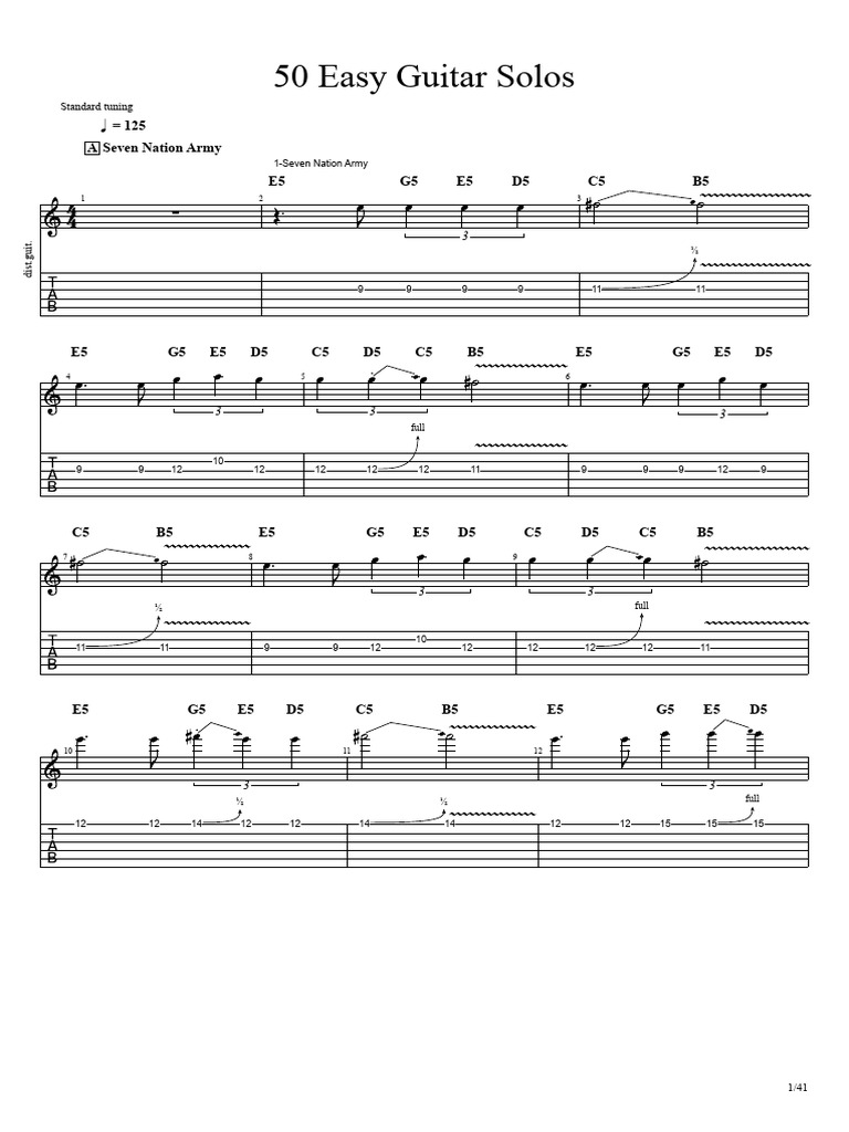 50 Easy Guitar Solos | PDF | Chess | Chess Theory