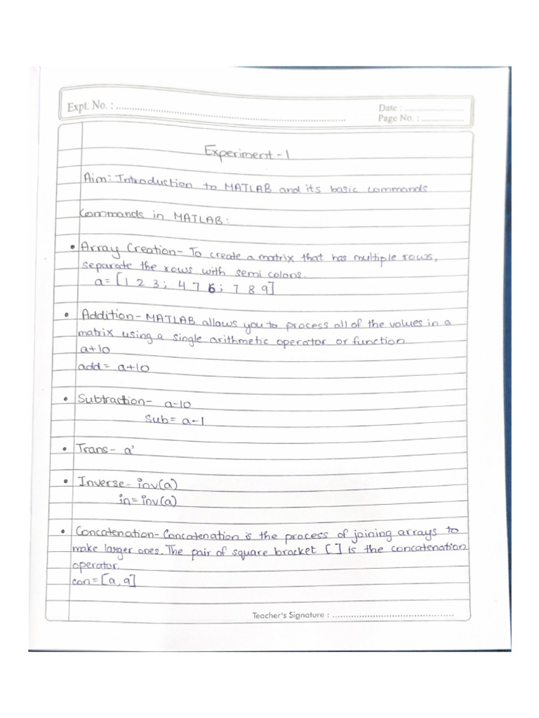 Aim Introduction To MATLAB and Its Basic Commands | PDF