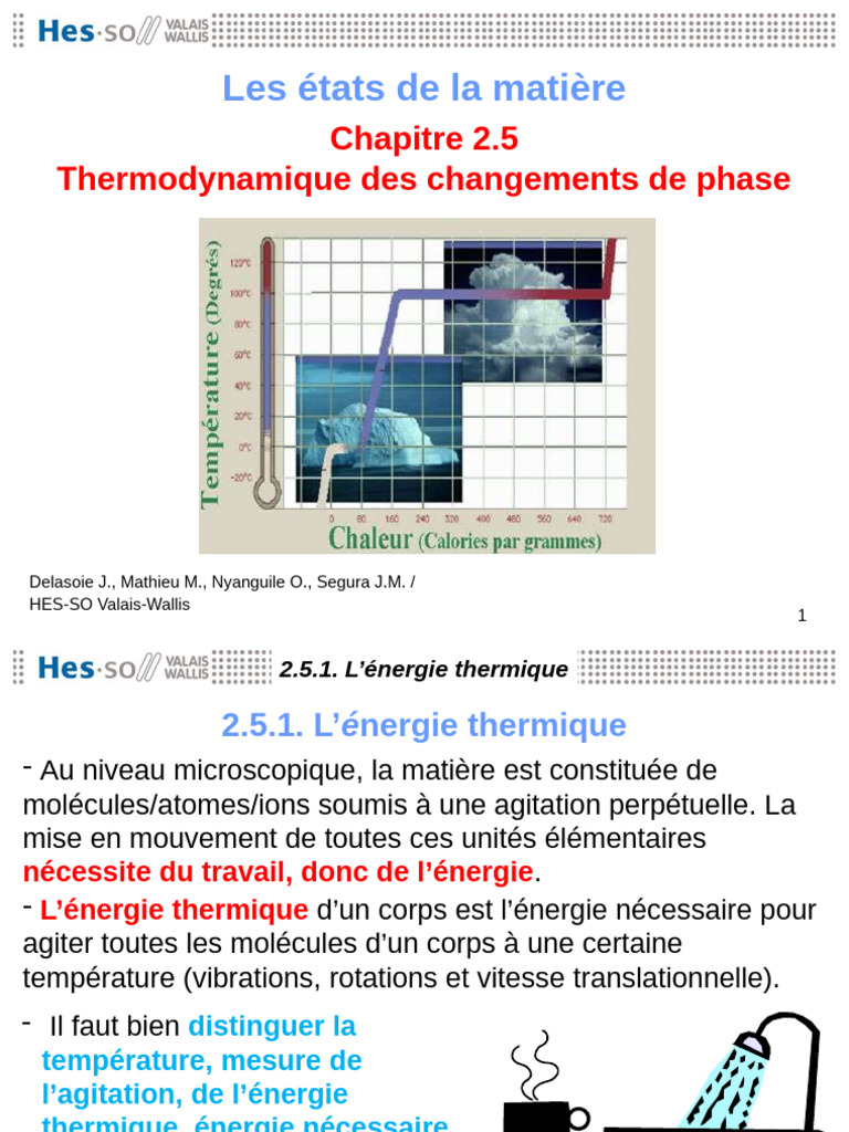 LSE1f 24 Chap. 2.5 Thermodynamique Des Changements de Phase | PDF | Chaleur | Enthalpie