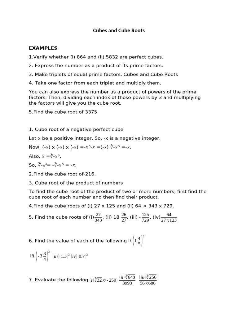 Cube Roots for Math Students | PDF