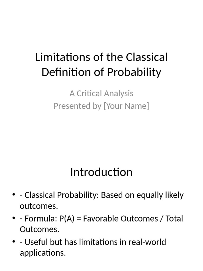 Limitations of Classical Probability | PDF