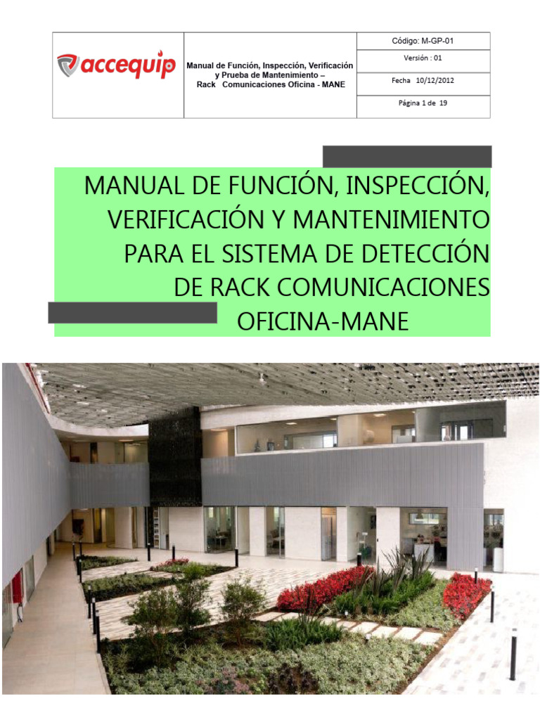 MANUAL DE FUNCIÓN, INSPECCIÓN, VERIFICACIÓN Y MANTENIMIENTO PARA EL ...