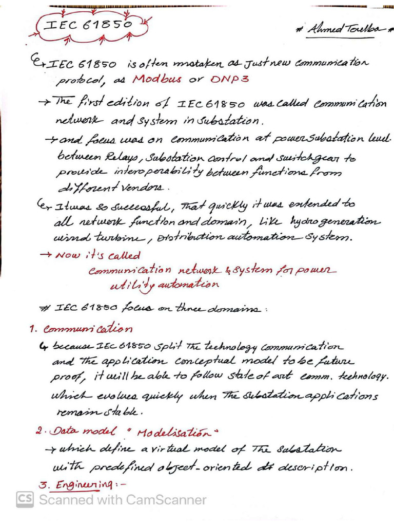 Iec61850 Handwritten Notes | PDF