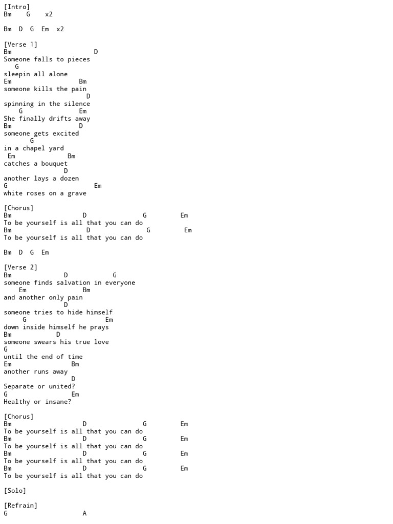 Be yourself | PDF | Refrain | Songs