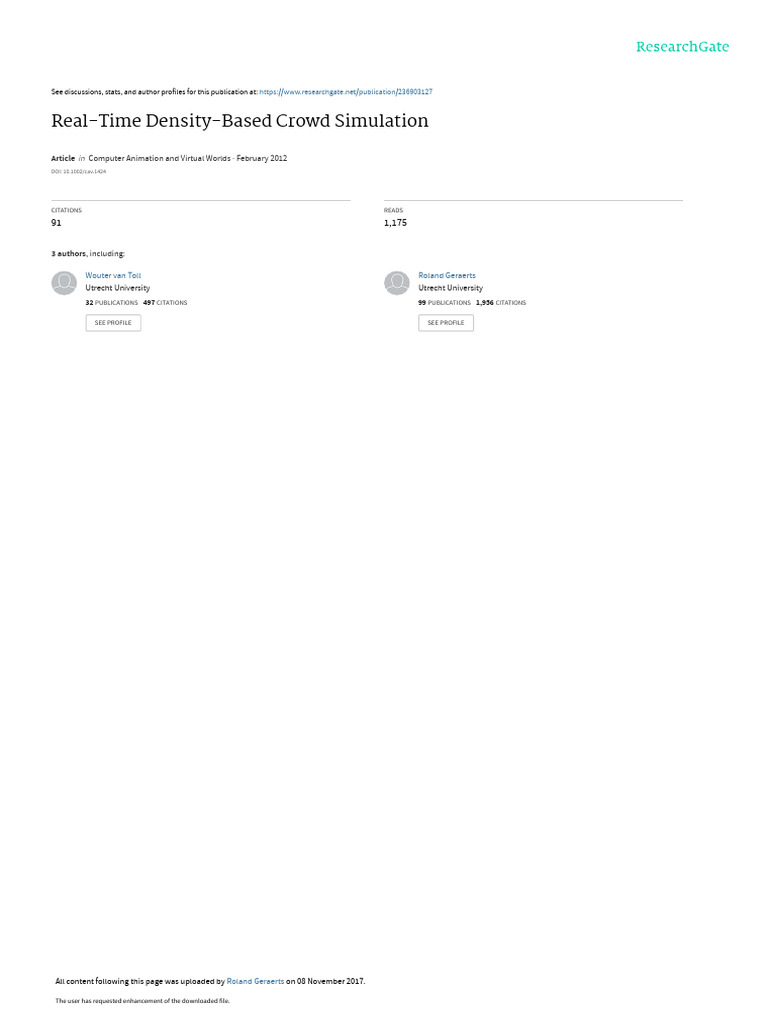 Real-Time Density-Based Crowd Simulation | PDF