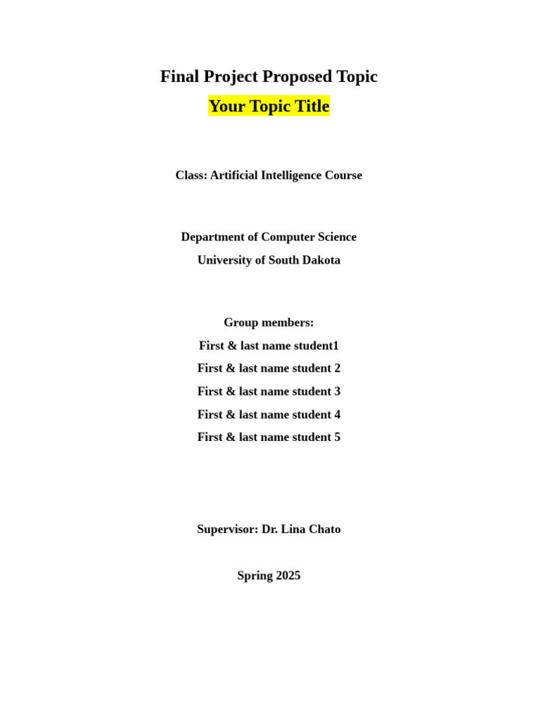 Final Project Proposed Topic Template | PDF