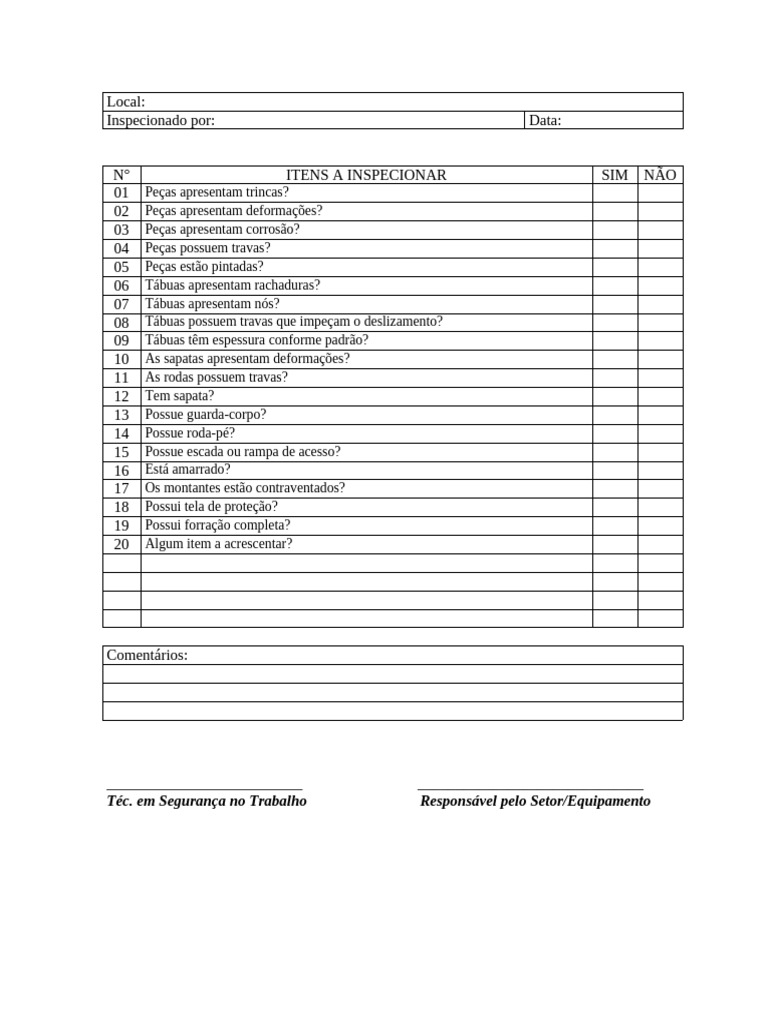 CHECK LIST ANDAIME | PDF