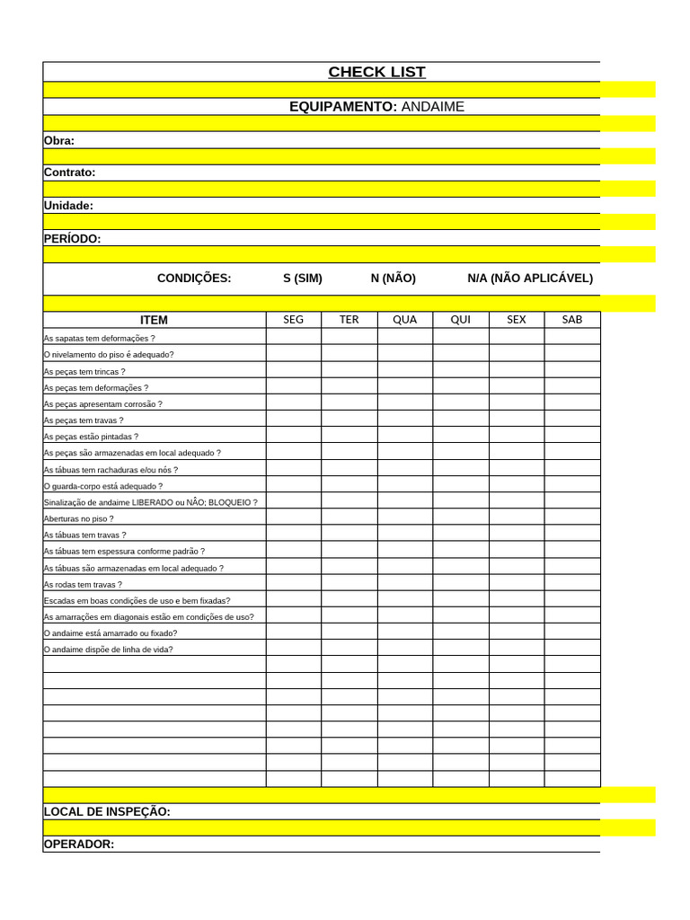 Check List Andaime | PDF
