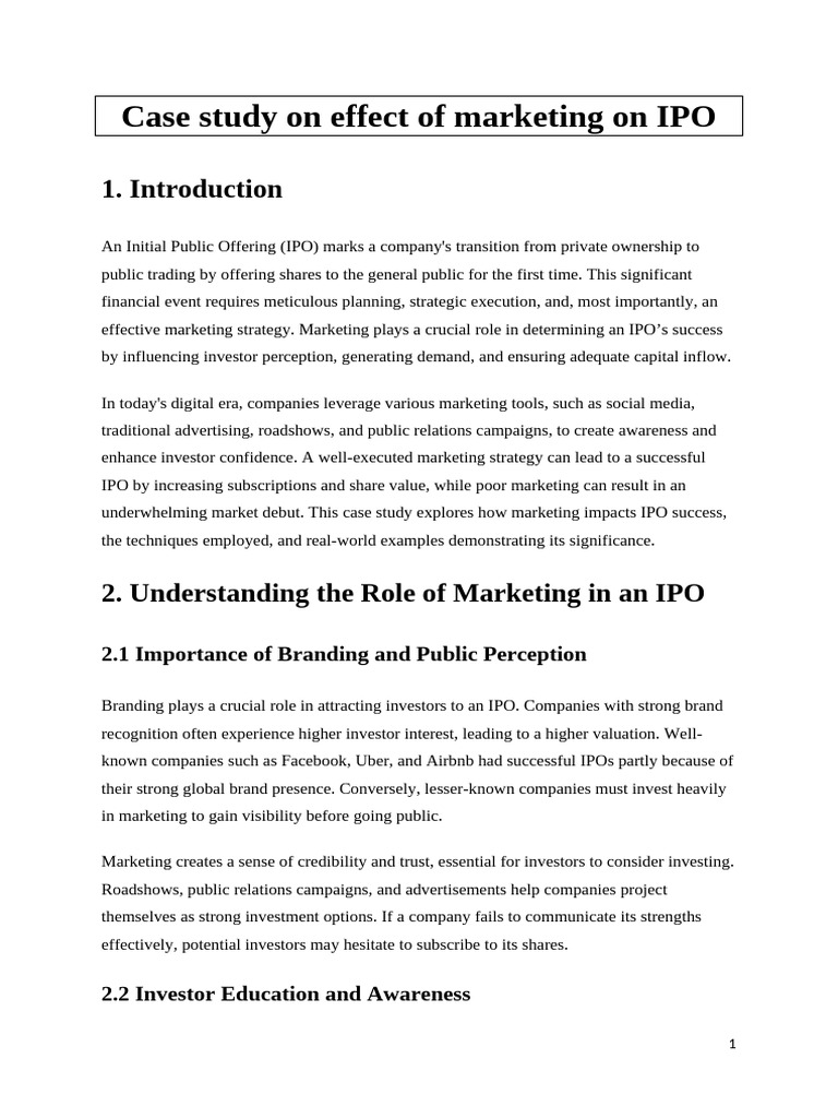 Case study on effect of marketing on IPO | PDF | Initial Public Offering | Facebook