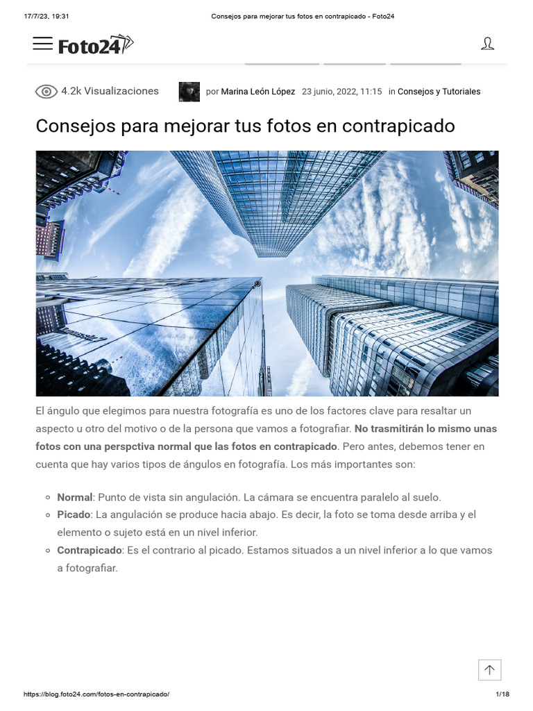Consejos para Mejorar Tus Fotos en Contrapicado - Foto24 | PDF ...