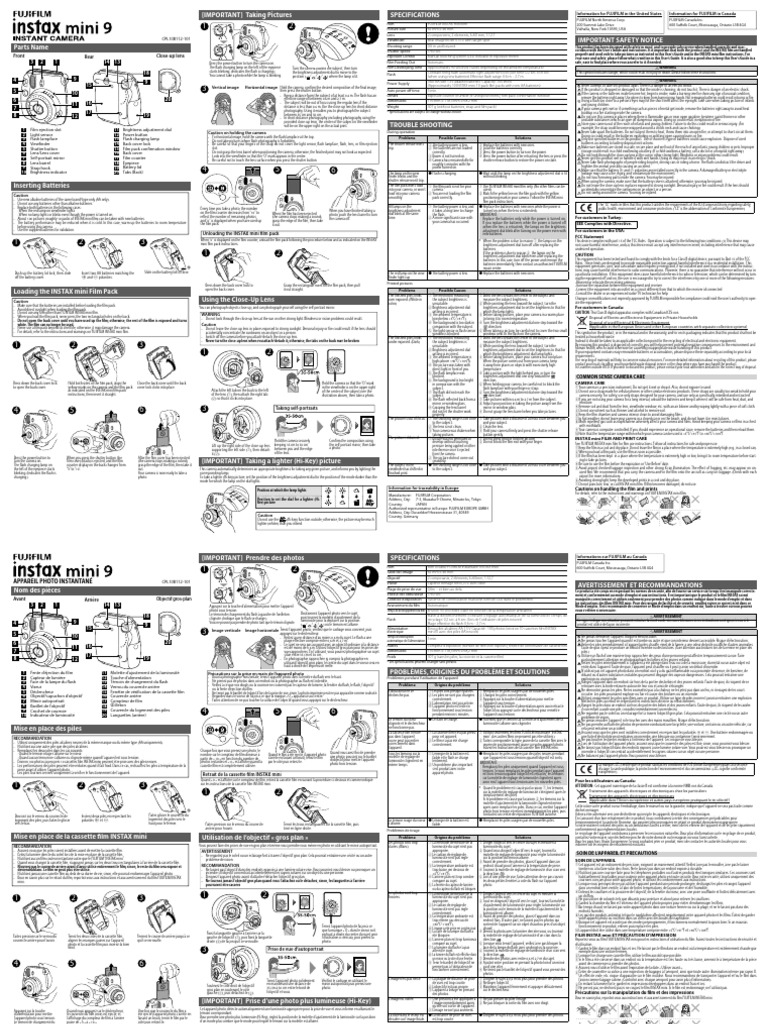 Instax Mini9 Manual 01 | PDF | Camera | Flash (Photography)