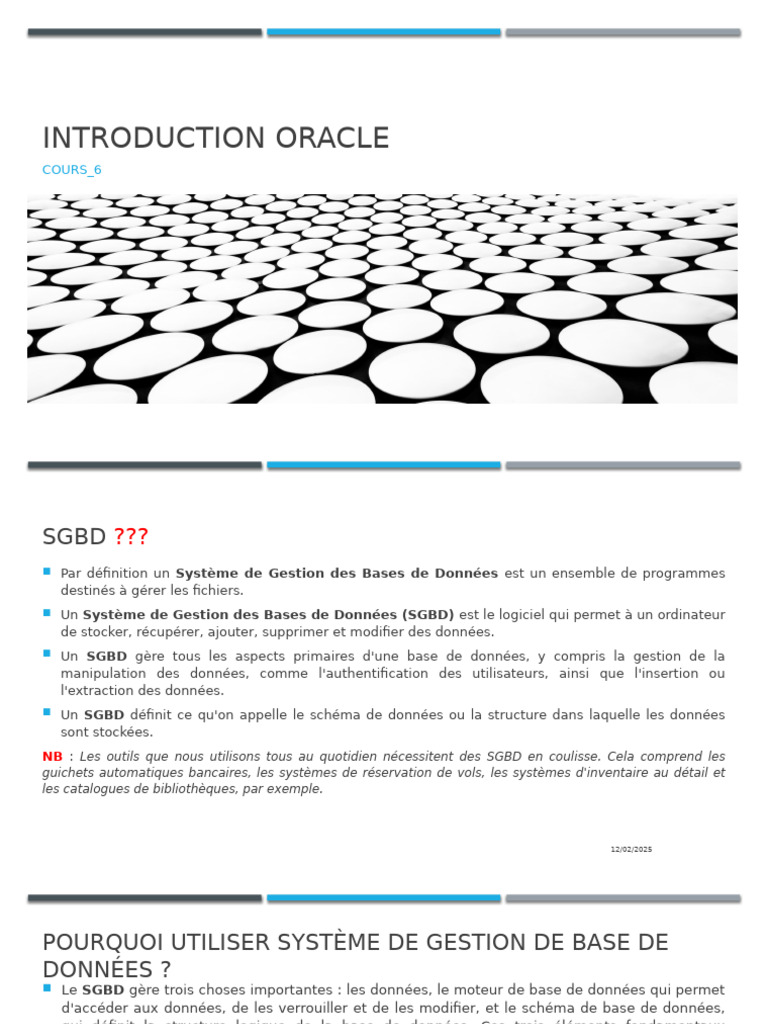 Introduction Oracle Cours - 6 | PDF | SQL | Bases de données