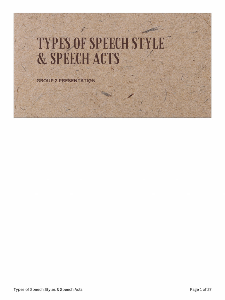 Types of Speech Styles & Speech Acts.pdf | PDF