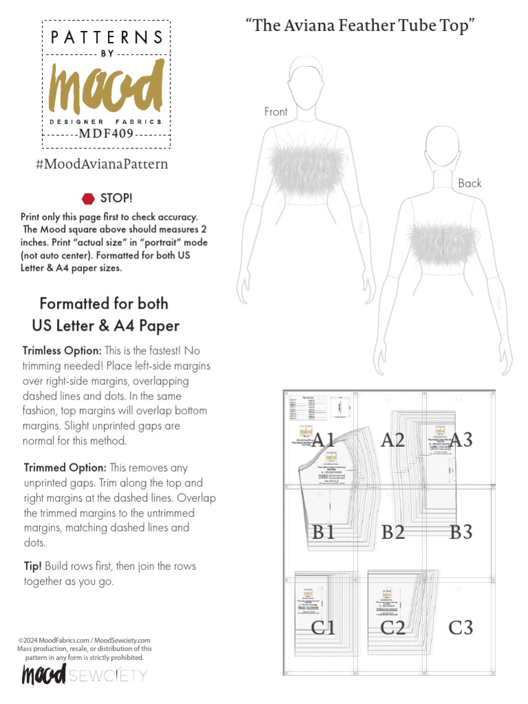 MDF409 The Aviana Feather Tube Top Sizes 00 32 A4 Letter Patterns | PDF ...