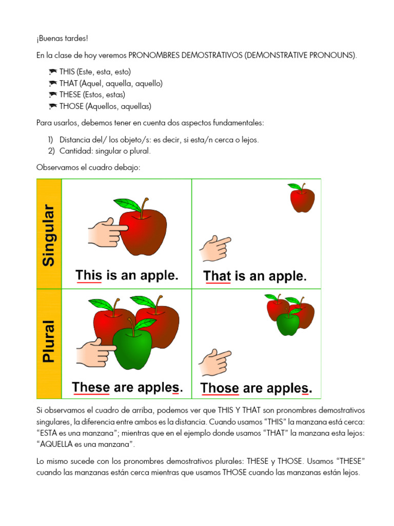 Demosntrative Pronouns Explanation | PDF