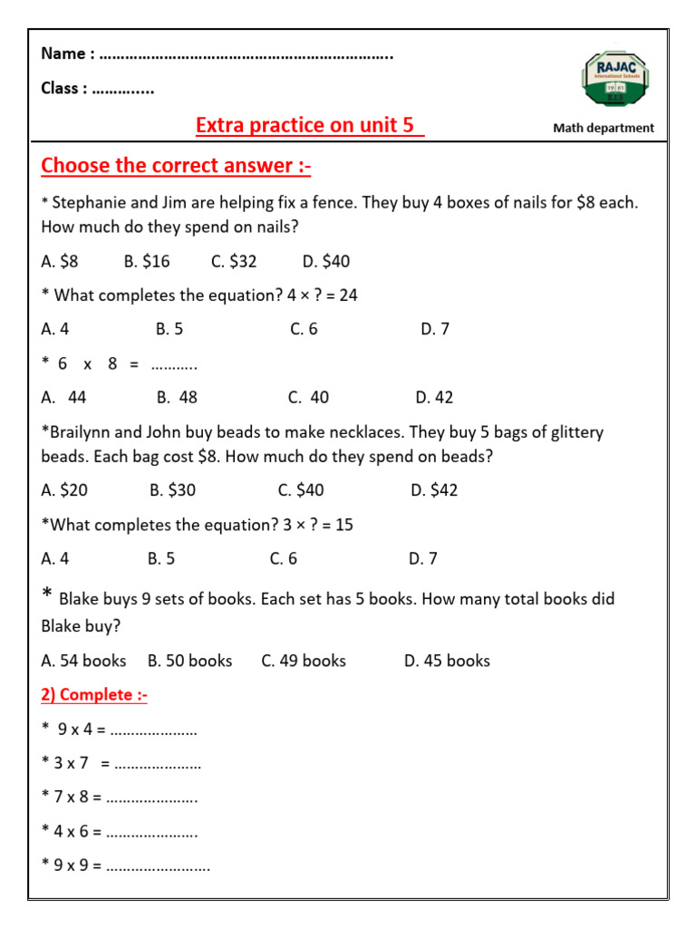 Extra Practice on Unit 5 , 6 | PDF