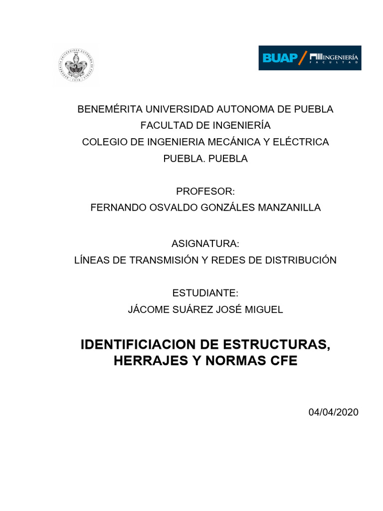 Identificiacion de Estructuras, Herrajes y Normas Cfe | PDF
