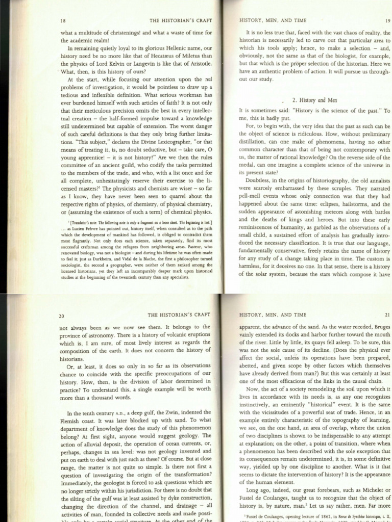 Marc Bloch The Historians Craft Manchester University Press 1992 PDF 21 ...