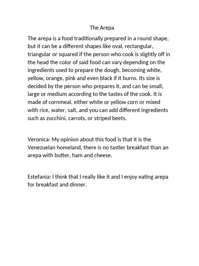 Arepa: A Versatile Venezuelan Dish | PDF