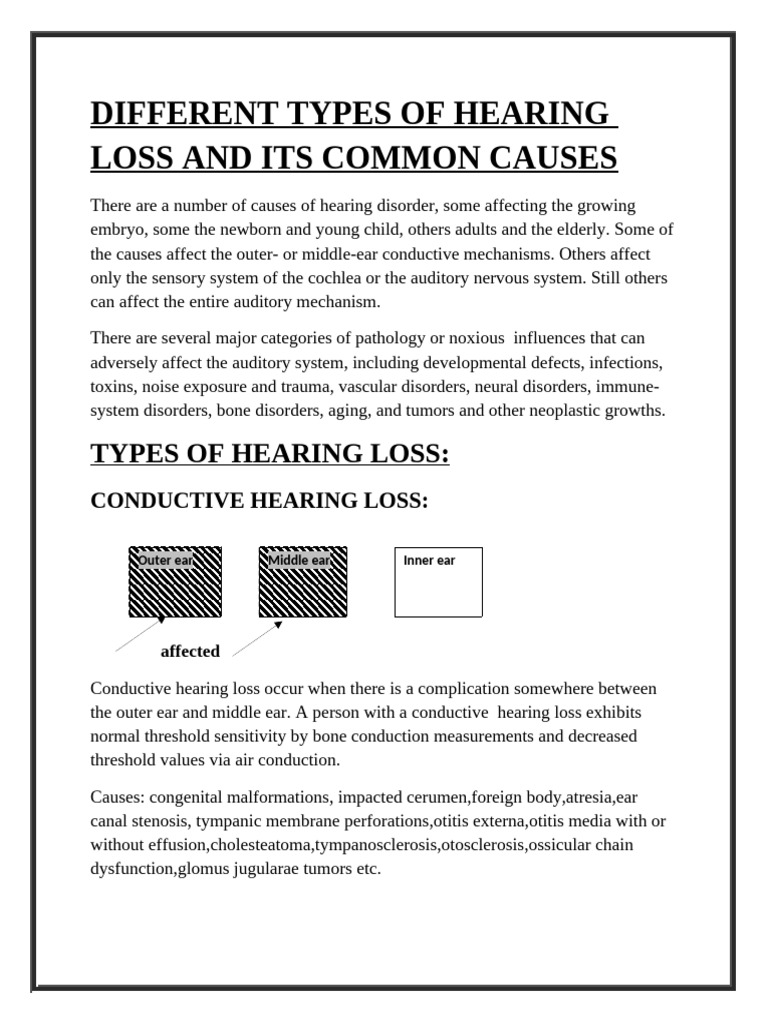 Types and Causes of Hearing Loss | PDF | Hearing Loss | Ear