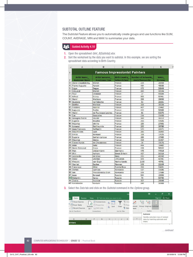 Subtotal Feature in Spreadsheets Guide | PDF