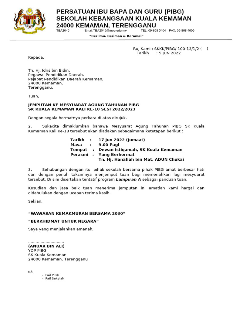 Surat Jemputan PPD Mat S3K 2021 | PDF