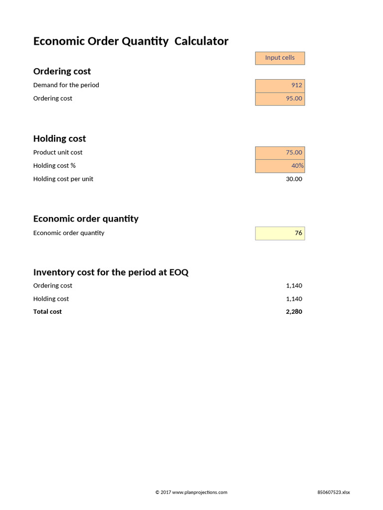 Economic Order Quantity Calculator V 1.1 | PDF | License | Copyright