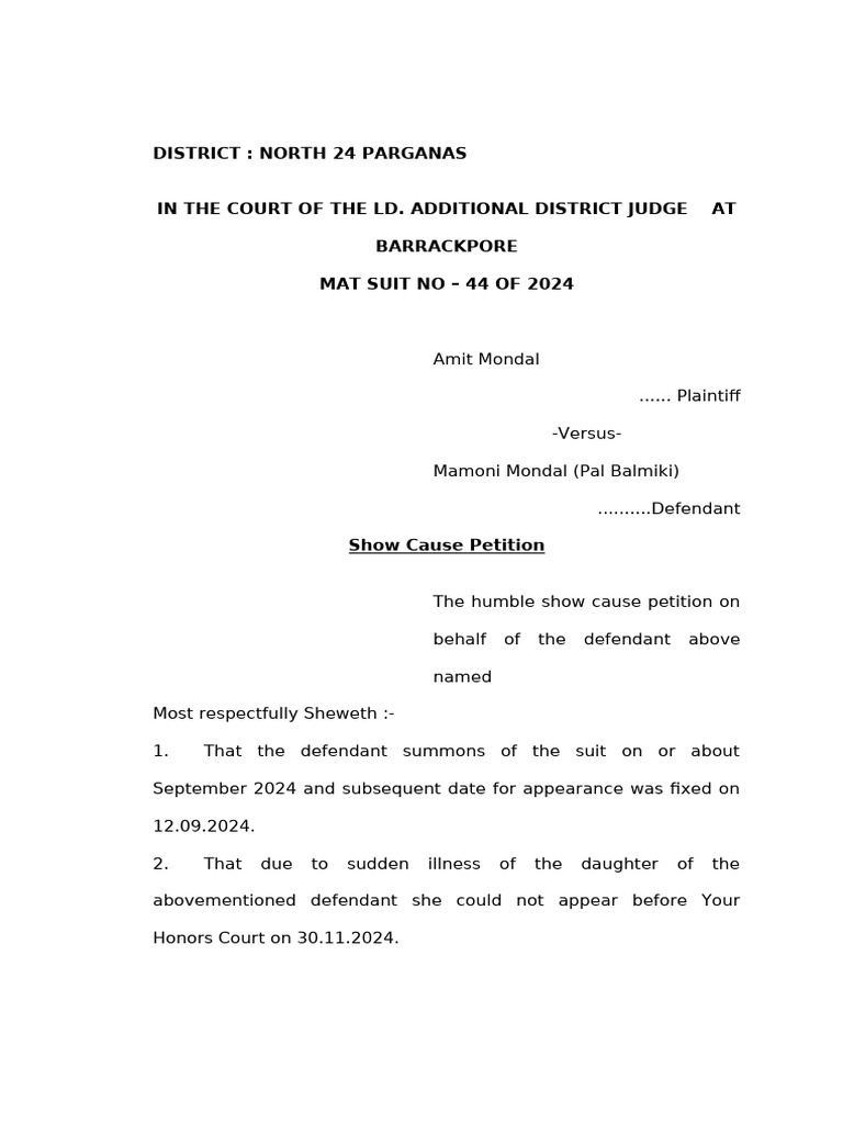 Mamoni Mondal(Show Cause Petition) | PDF | Justice | Crime & Violence