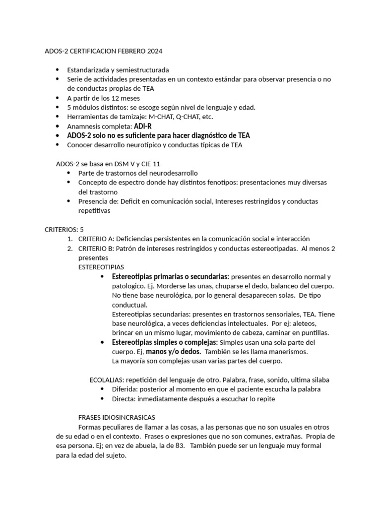 Ados 2 Certificacion Resumen | PDF | Autismo | Las emociones