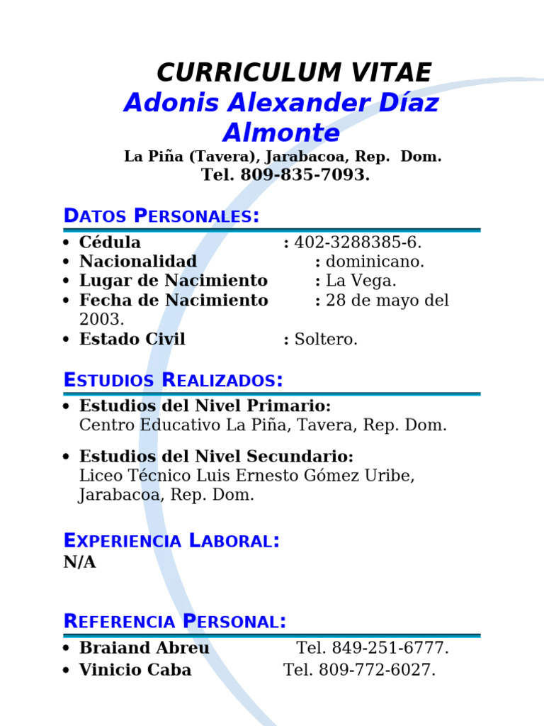Adonis Alexander Díaz Almonte | PDF