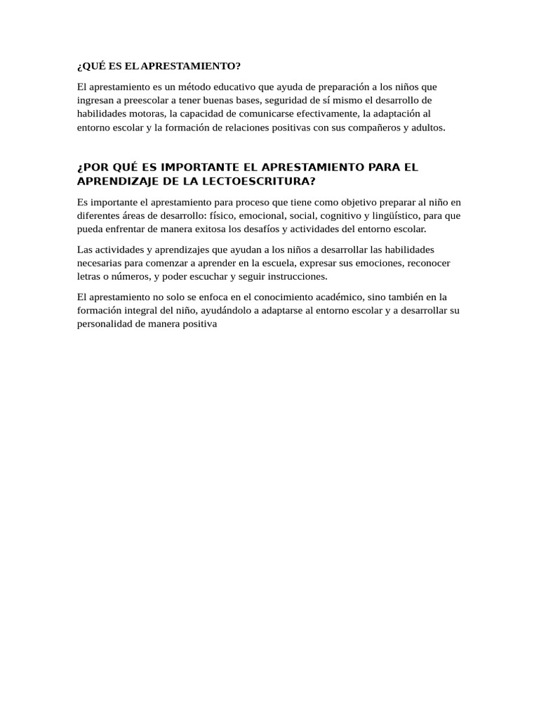 Aprestamiento Escolar: Preparación Integral | PDF