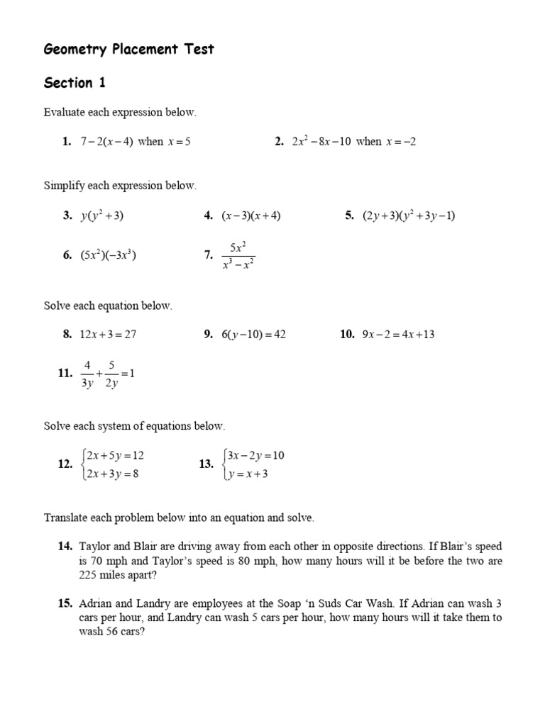 Geometry Diagnostic Test | PDF | Triangle | Elementary Mathematics