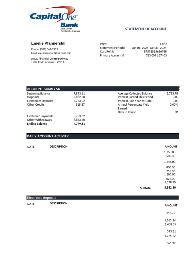 October 2024 Account Summary | PDF | Business | Banking Technology